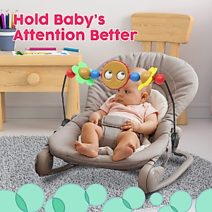 VIKOS Products Toy Bar for Baby Bouncer - Googly Eyes Toy Plays Music and Balls Make Tinkling Sounds - Baby-Safe Plastic Baby Bouncer Toys - Easy to Install Baby Bouncer Accessory