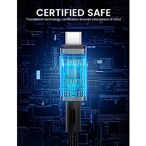 PDTXCLS Renkchip Thunderbolt 4 Cable, 3.28FT, Supports 8K Display/40Gbps Data Transfer and 120W Power Charging,for MacBook, iPad Pro and Other Type-C Devices