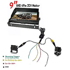 1080P RV Backup Camera Wired System,9 inch AHD 2-Split DVR Monitor Waterproof 8LED IR Night Vision Reverse Rear View Mirror Camera 12V-24V for Semi Bus Truck Trailer Camper