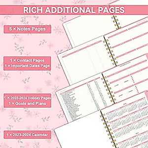 2023 Weekly & Monthly Planner, Jan. 2023 - Dec. 2023, AIMPEAK Planner 2023, Monthly Tabs, Inner Pocket, Pen Loop, PVC Waterproof Cover, Notes Pages, Spiral Binding, 138Pages, Pink Garland(5.5"x8.5")
