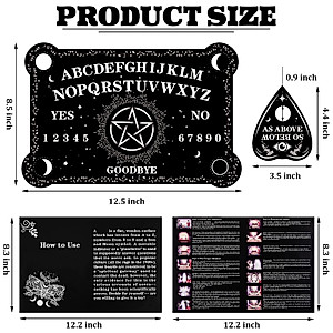 Threan Pendulum Dowsing Divination Board with Amethyst Set Metaphysical Message Crystal Pendulum Necklace Wooden Spirit Board Talking Board with Planchette for Wiccan Supply(Star Style)