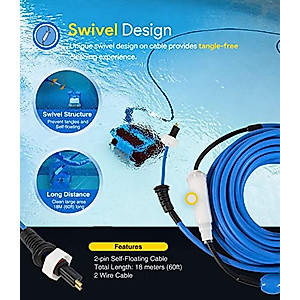 9995862 DIY Swivel Cable 2 Wire, 18M, Replace for Dolphin Pool Cleaners M200, Nautilus CC Plus, Maytronics 9995862-DIY