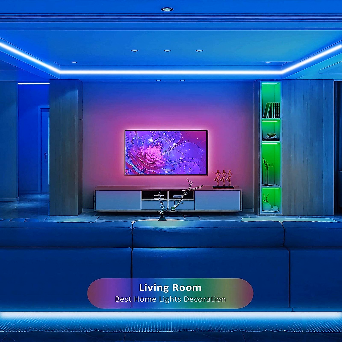 LED Lights for Bedroom Bluetooth 65.6ft,2 Rolls of 32.8ft,Miheal Smart LED Strip Lights Sync to Music Color Changing Lights 5050 RGB with APP Control,Remote for Room(White Band)