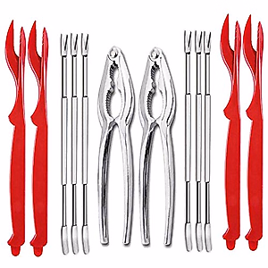 12 Pcs Crab Leg Crackers and Tools Set,mothers day gifts Including 2 Crab Leg Crackers, 4 Lobster Shellers and 6 Crab Forks/Picks