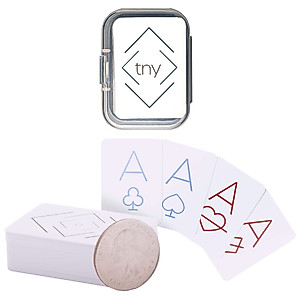 tny 2 - Ultra Mini Waterproof Playing Cards with Custom Plastic Case, Full Card Deck of Cards with Minimalistic Modern Design, Truly Mini Playing Cards for Cardistry, Board Games, Throwing, Casinos