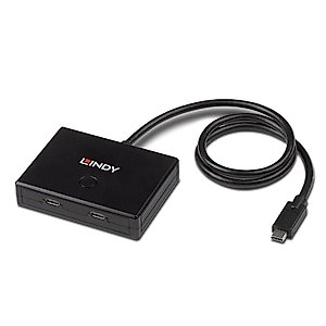 LINDY 43329 USB 3.2 Gen 1 Type C Bidirectional Switch, 2 Ports