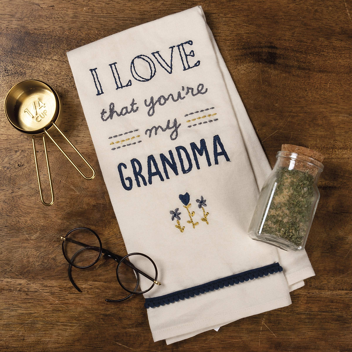 Primitives by Kathy Embroidered Dish Towel, 18" x 26", I Love That You're My Grandma