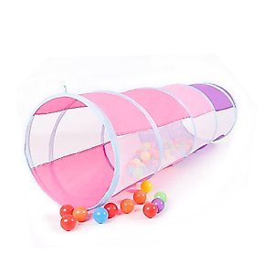 Andy Yeatese Kids Play Tunnel for Toddlers, Crawling Tunnel for Girls, Boys, Cat or Dogs, Indoor and Outdoor Babies Pop Up Toys Tent, 5-ft (Purple/Pink red)