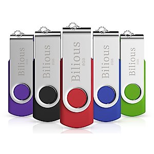USB Flash Drive, Bilious Swivel Metal Style Thumb Drives with Led Indicator, Portable Fold Memory Stick Keychain Design U Disk (2GB, 10 Pack)