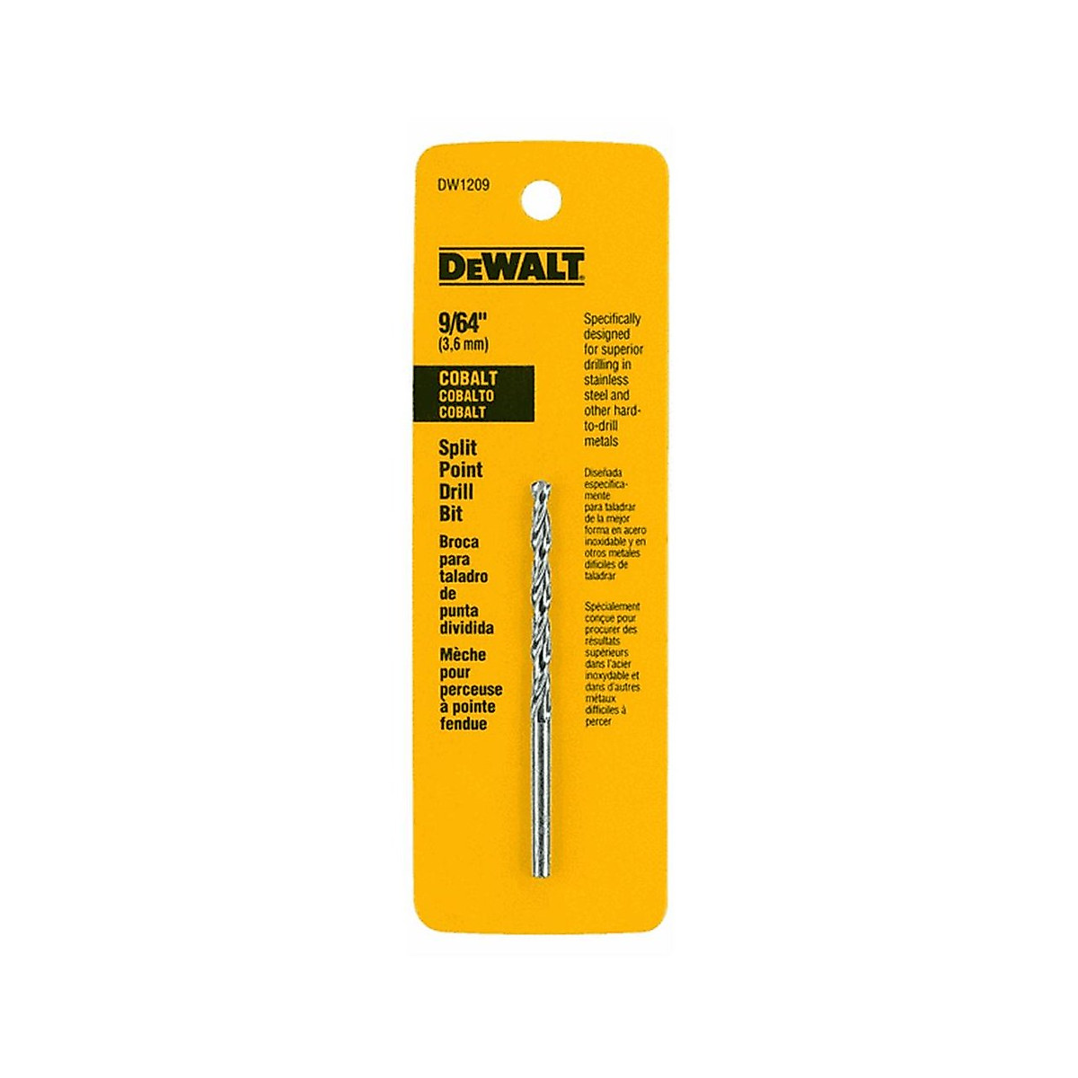 DEWALT DW1209 9/64-Inch Cobalt Alloy Split Point Twist Drill Bit