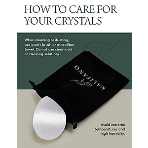 KALIFANO Selenite Palm Stone with Healing & Calming Effects - High Energy Selenita Satin Spar Worry Stone Used for Cleansing and Protection (Information Card Included)