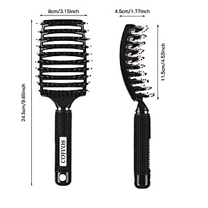 Detangling Brush&Boar Bristles Hair Brush Make Hair Shiny & Healthier,Curved and Vented Detangler Brush for Women Men Kids,Dry and Wet brush
