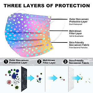 Peky 50PCS Colorful Disposable Printed Face_Masks,with Shiny Unique Crack Design,3-Ply Protection for Adults Women (Adult-1)