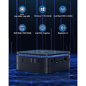 KAMRUI AK1PLUS Mini PC,12th Intel Alder Lake- N95 up to 3.4 GHz,8GB RAM+256GB M.2 SSD,Mini Computer Windows 11 Pro, Support 2.5" SSD (up to 2TB),WiFi 2.4G/5G,BT 4.2,4K, Business, Home, Office