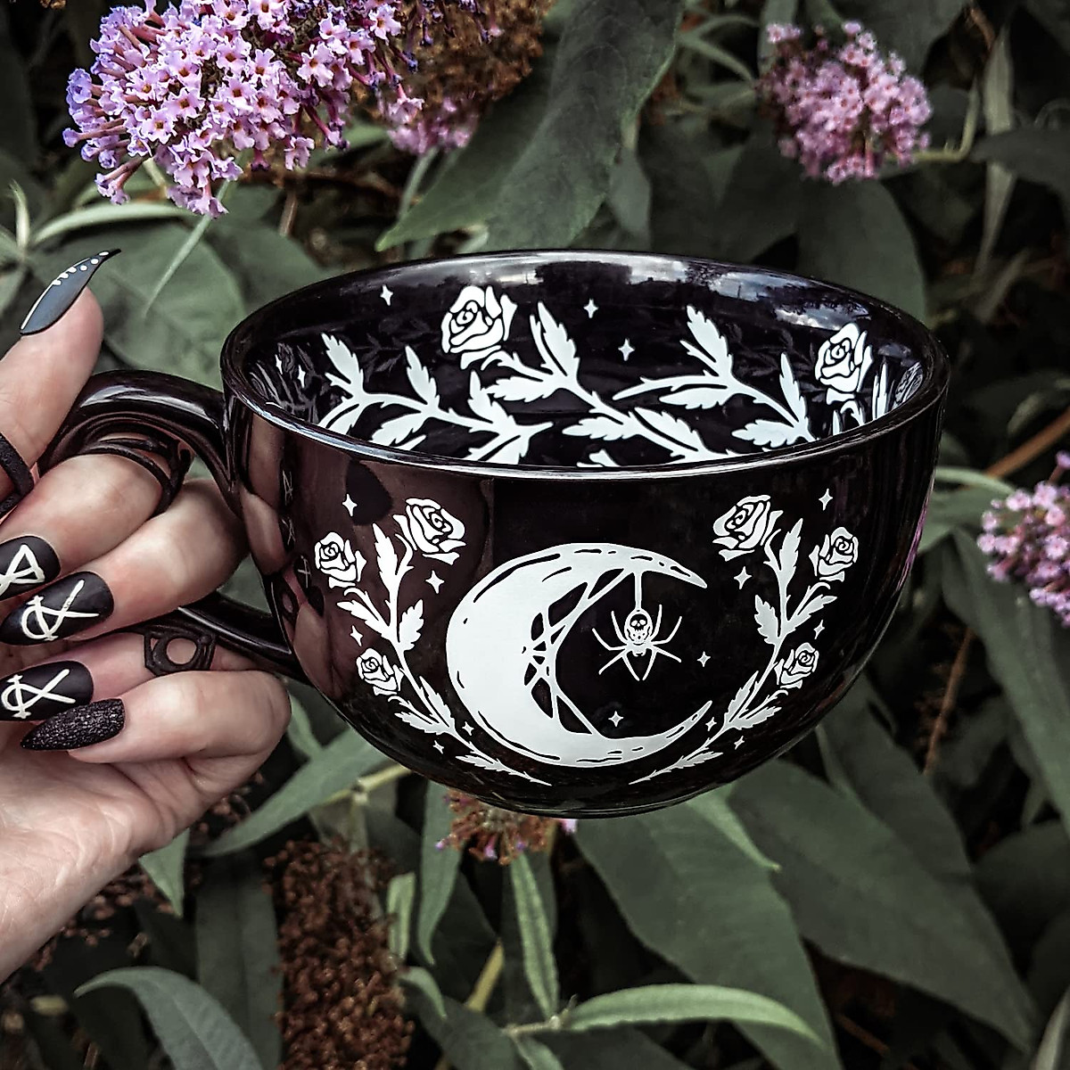 Rogue Wolf La Lune Large Gothic Moon Mug - Halloween Decor Ceramic Cup for Tea/Coffee