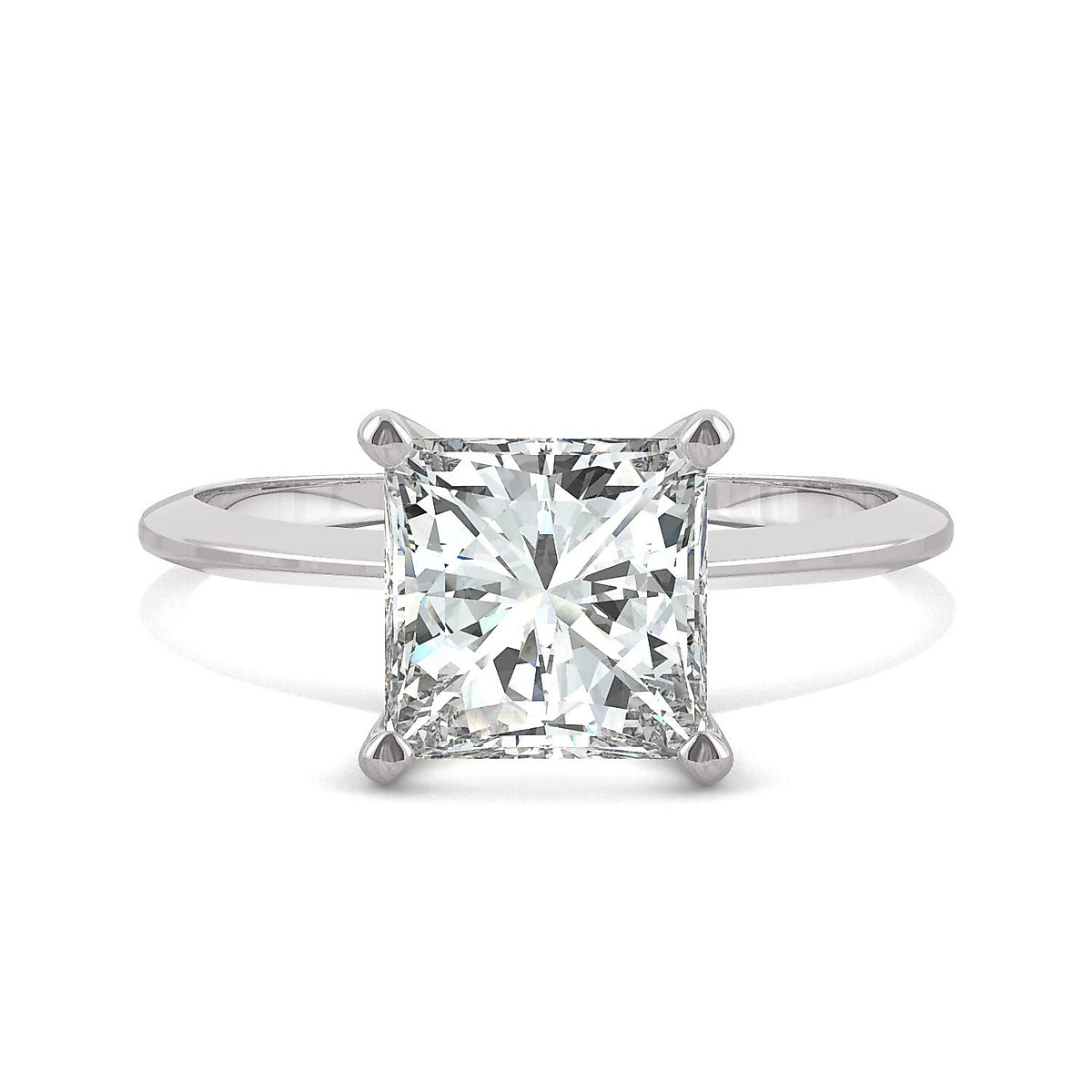 14K White Gold Moissanite by Charles & Colvard 7mm Princess Cut Engagement Ring-size 5 1.92ct DEW