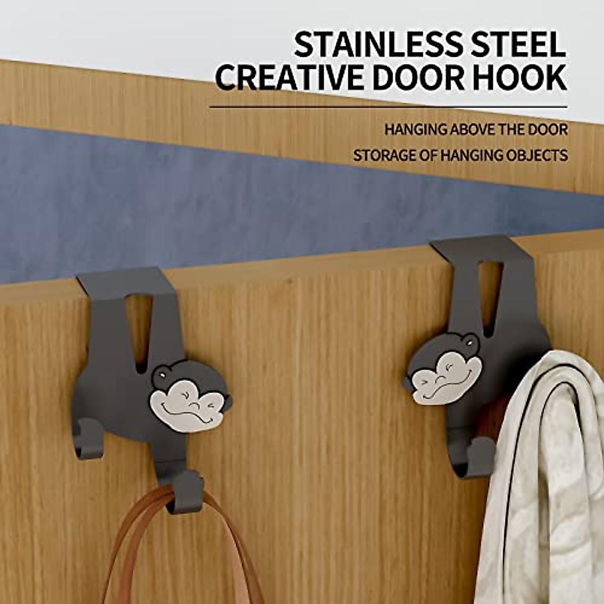 MaxSparkling life Wall Mounted Hooks , 2 Pack, Monkey Hooks, Bathroom Bedroom Door Hooks for Hanging Clothes, Towels, Backpacks