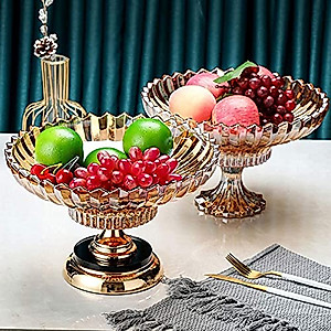 zhouye Durable Crystal Glass Fruit Bowl European Style Light Luxury Fruit Tray 12in/31cm, for Living Room Tea Table Wedding Decoration