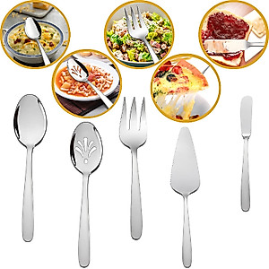 Heavy Duty Silverware Set, HaWare 65 Pieces Stainless Steel Flatware Set with Serving Utensils, Heavy Weight Eating Utensils Tableware for 12, Modern Cutlery for Home, Dishwasher Safe, Mirror Polished