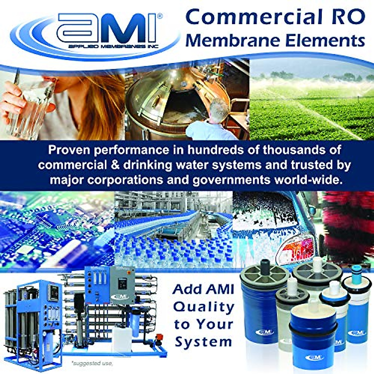 4" x 21" Reverse Osmosis Membrane Element for Tap Water | High Flow 1125 GPD at 225 psi | 99.5% Rejection | Replacement Commercial RO Membrane | Applied Membranes USA M-T4021AHF