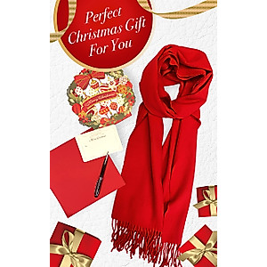 CALVIN & OLIVIA Ultra-Soft Winter Cashmere Feel Scarf Solid Color Warm Long Unisex Winter Scarves Perfect Holiday Gift for Women Men Amazon Christmas Red