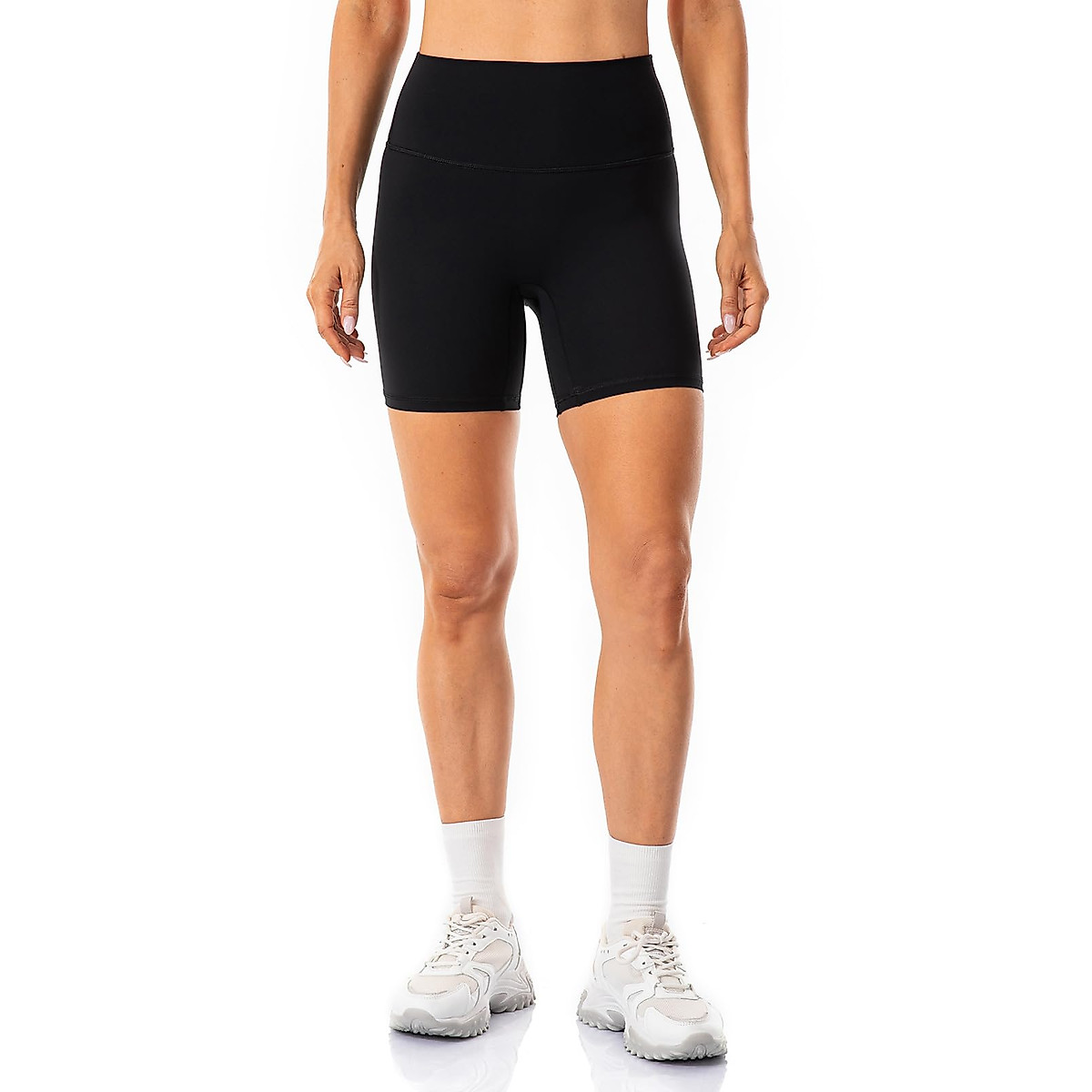 Lavento Women's All Day Soft Yoga Shorts 6 Inch - Workout Gym Running Active Biker Shorts for Women (Black, 6)