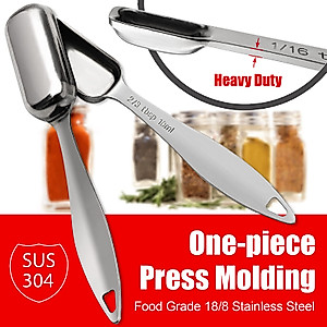 CATOOMUU Measuring Spoons Set of 10, Heavy Duty Stainless Steel Metal Teaspoons Tablespoons, for Dry or Liquid