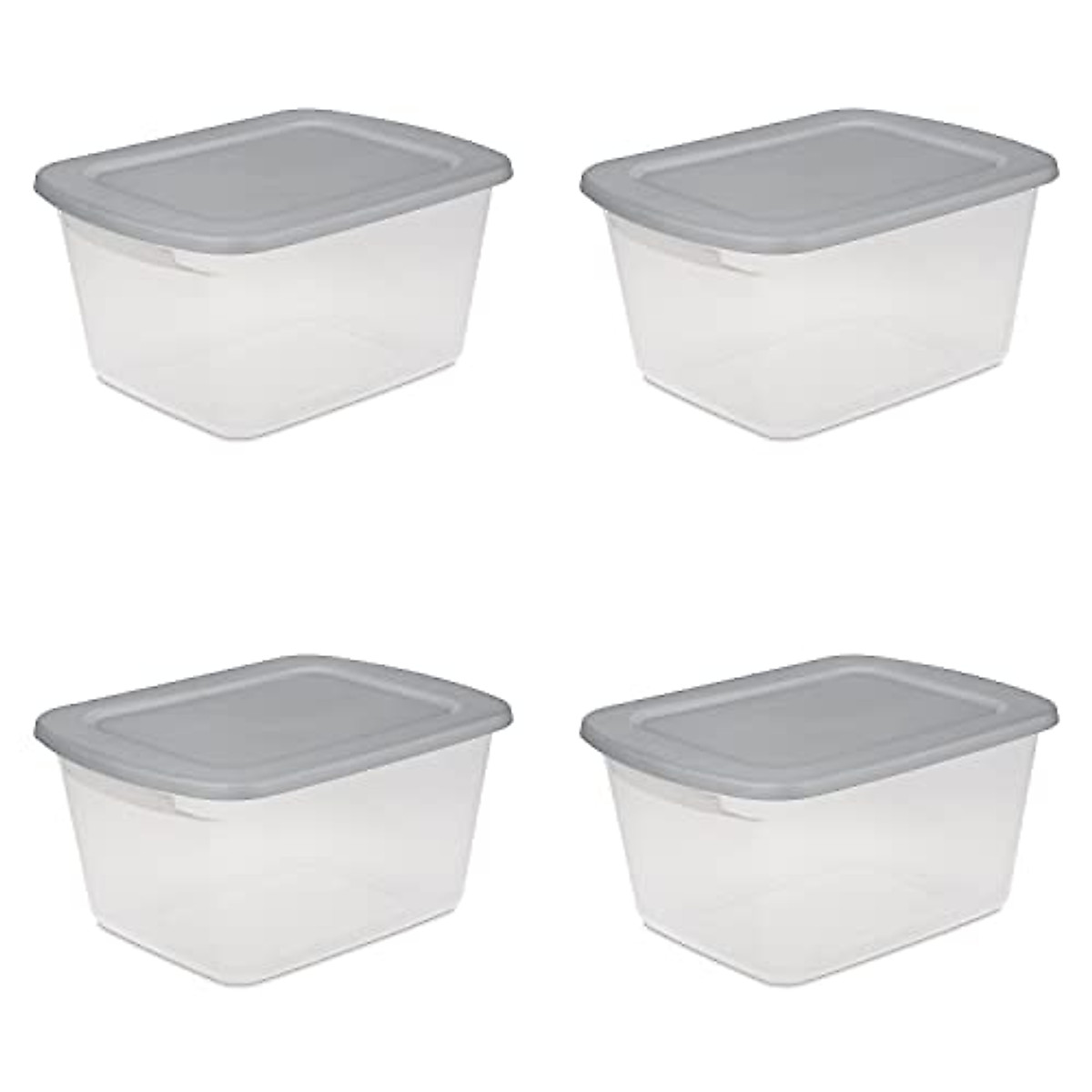 Sterilite 17416A04 60 Quart, 4-Pack Storage Box, Clear base with Cement lid