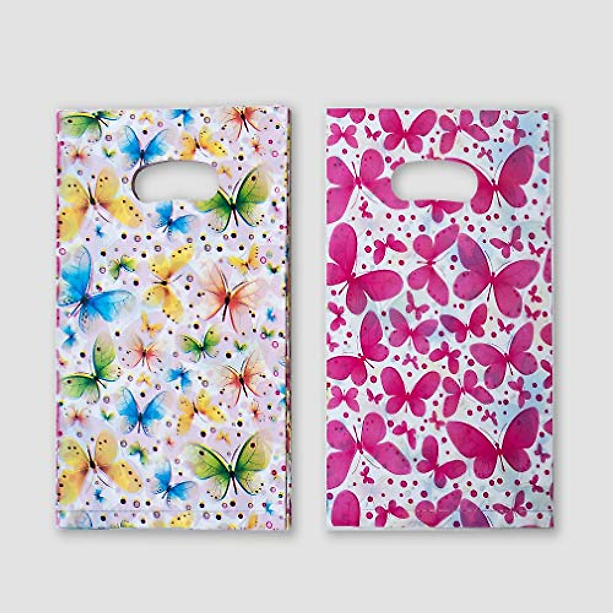 Small Plastic Merchandise Bag for Business, Plastic Shopping Bag with Handle, Retail Bag, Poly Die Cut Bag from ysmile, 1.5 mil 100 ct, 5.9x7.8" - Butterfly