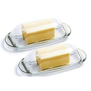 Anchor Hocking Presence Glass Butter Dish With Cover Set of 2, Clear