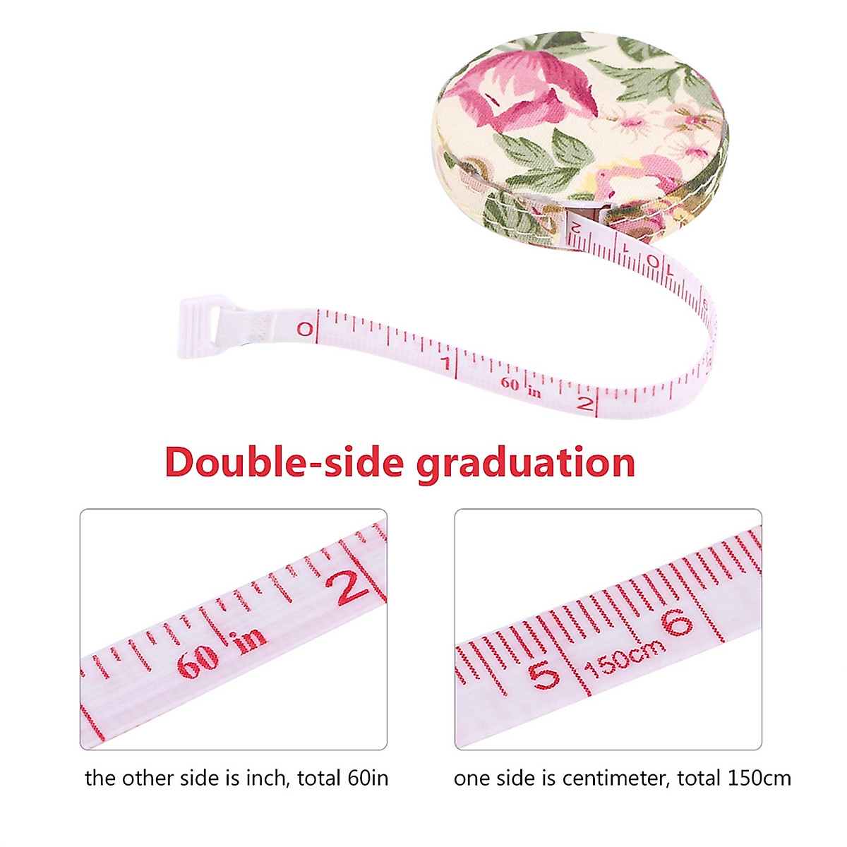 Haosie Measuring Retractable Ruler, 150cm/60in Body Tape Measure, Double Scale Body Fitness Measurement Tailor Sewing Craft Cloth Fabric Measuring Tapeline(#2)