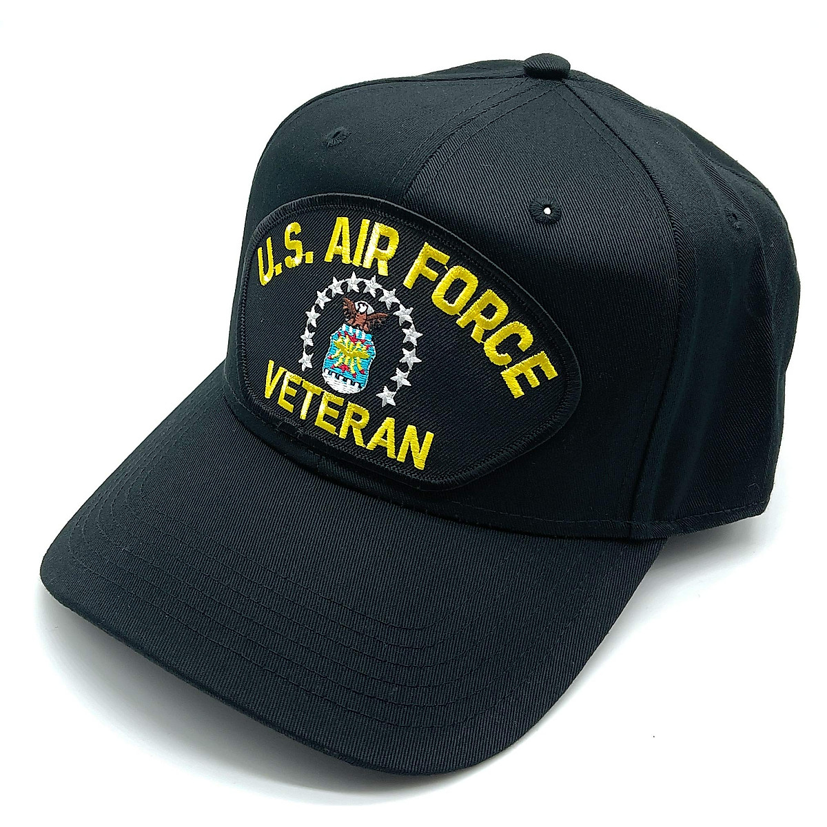 Infinite Hats US Air Force Veteran Patch Adjustable Baseball Cap (Black)