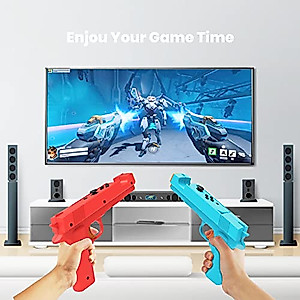 CODOGOY Shooting Game Gun Controller Compatible with Switch/Switch OLED Joy-Con, Hand Grip Motion Controller for Nintendo Switch Shooter Hunting Games (Blue + Red)