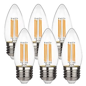 YIMILITE B11 E26 LED Candelabra Bulbs 4.5W(40 Watt Equivalent) 2700K Warm White 450LM Dimmable LED Filament Chandelier Light Bulbs Clear Glass Candle Lamp for Ceiling Fan Home Decor 6 Pack