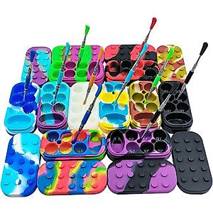 vitakiwi 34ml Silicone Wax Container Multi Compartment 6+1 Non-stick Oil Jar with Carving Tools Multi-use (10)