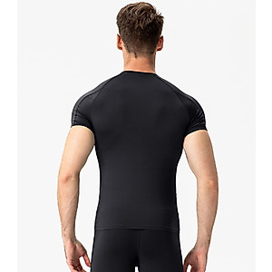 Black Compression Shirts Men Short Sleeve Workout Gym T-Shirt Running Tops Cool Dry Sports Base Layer Undershirts