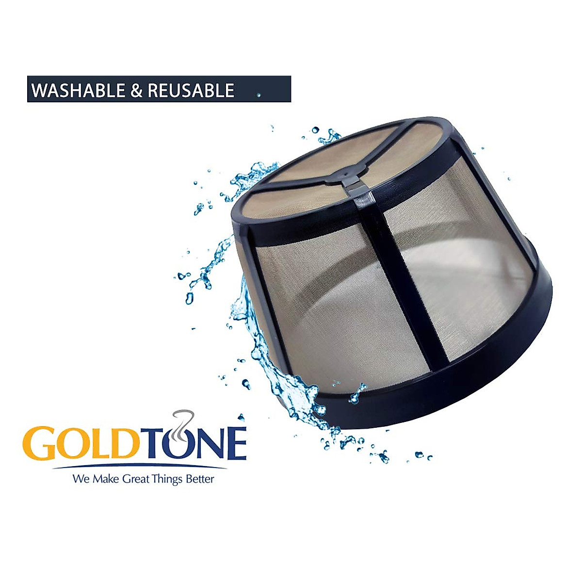 GOLDTONE Reusable Coffee Filter fits BUNN Coffee Maker and Brewer. Replaces your BUNN Coffee Filter 10 Cup Basket and BUNN Permanent Coffee Filter