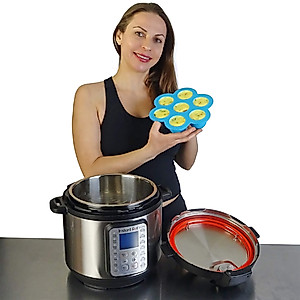 UPGRADED - Silicone Accessories For Instant Pot 5 & 6 Quart: Silicone Lid, 3 Silicone Sealing Rings, Silicone Egg Bites Mold, Mitts, Steam Diverter - 100% AUTHENTIC SILICONE - BPA-FREE, PVC-FREE