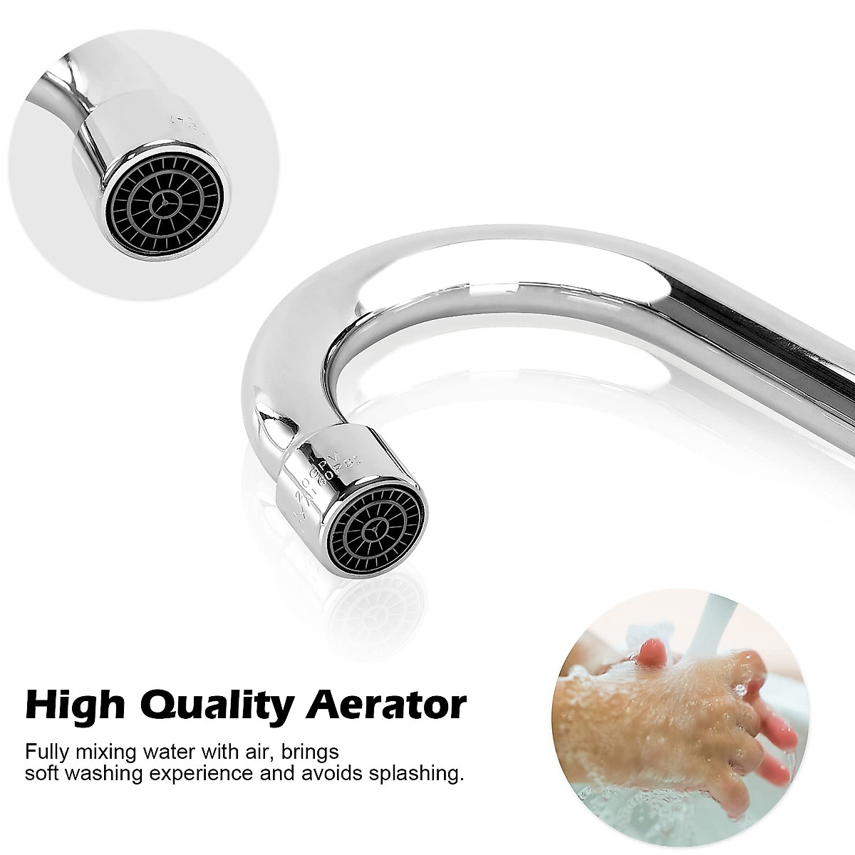 Commercial Bar Sink Faucet 4 Inch Center Deck Mount Bar Sink Faucet 2 Hole Brass Constructed & Chrome Polished with 3-1/2" Gooseneck Spout & Dual Lever Handles