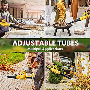 OMOTE Cordless Leaf Blower with Battery & Charger, Low Noise, Lightweight, Easy One-Button Control, Battery Powered, 177 CFM for Blowing Leaves, Lawn Care, Dust & Other Debris