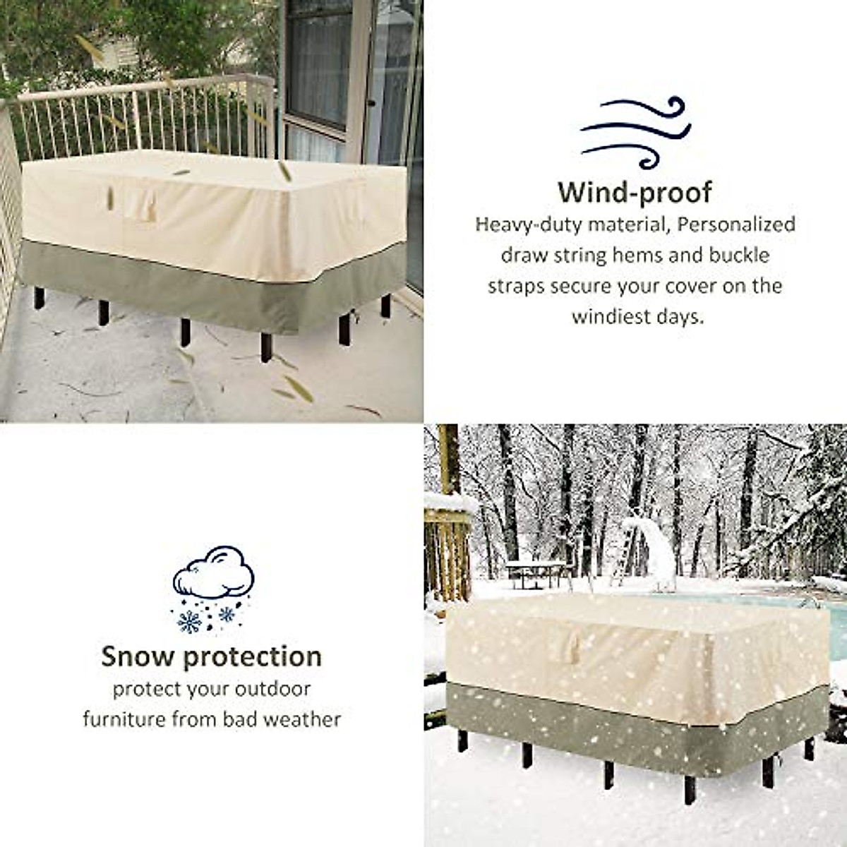 COSFLY Patio Furniture Covers Waterproof for Table and Chairs, Outdoor Table Cover Rectangular - Fits up to 90 x 64 x 28 inches (L x W x H)