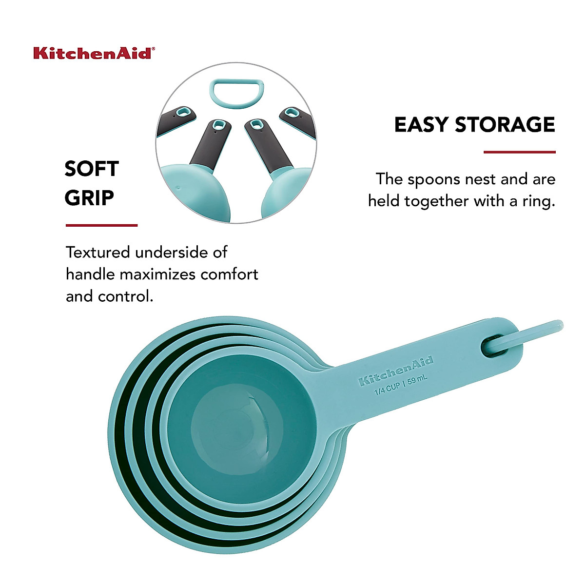 KitchenAid Measuring Cups, Set Of 4, Aqua Sky