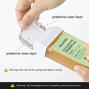 Waxkiss Roll On Wax Kit, Waxing Kit For Hair Removal with 2 Soft Wax Cartridge 12pcs Wax-removing wipes and 100pcs Wax Strips, Professional Wax Heater Machine for Sensitive Skin