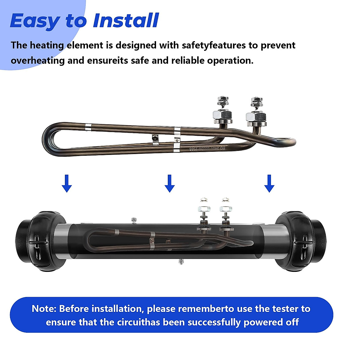 Adabuing 5.5KW 240V Titanium Hot Tub Spa Heating for Universal Heating Element Replacement for Flo-Thru, Also fit for Balboa Spa Heater Element and Spas Electric Heaters Or Swimming Pools -(10 inch)