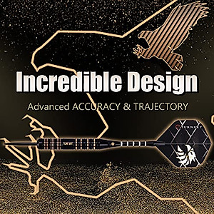 Darts Metal Tip Set, Brass Darts Steel Tip Set Professional for Bristle Dartboard, 3 Pieces 20 Grams and 3 Pieces 22 Grams Steel Tip Darts with 21 Extra Flights and a Darts’ Tool (1)