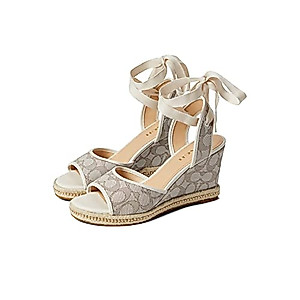 COACH Page Jacquard Wedge Beige 8.5 B (M)