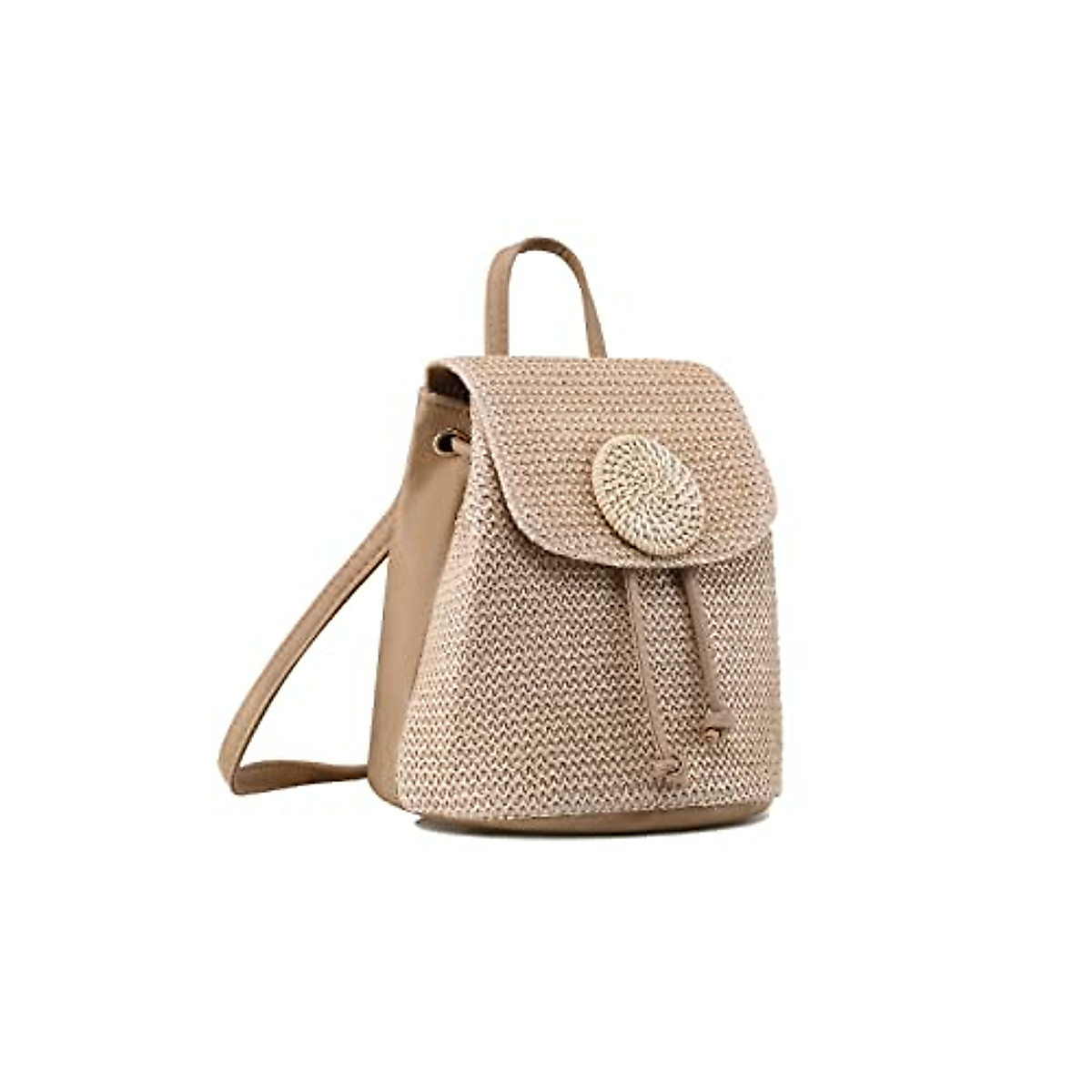 Brand: SEVEVN This is a cute and fashionable backpack woven in rattan that can also be carried by hand. (beige)