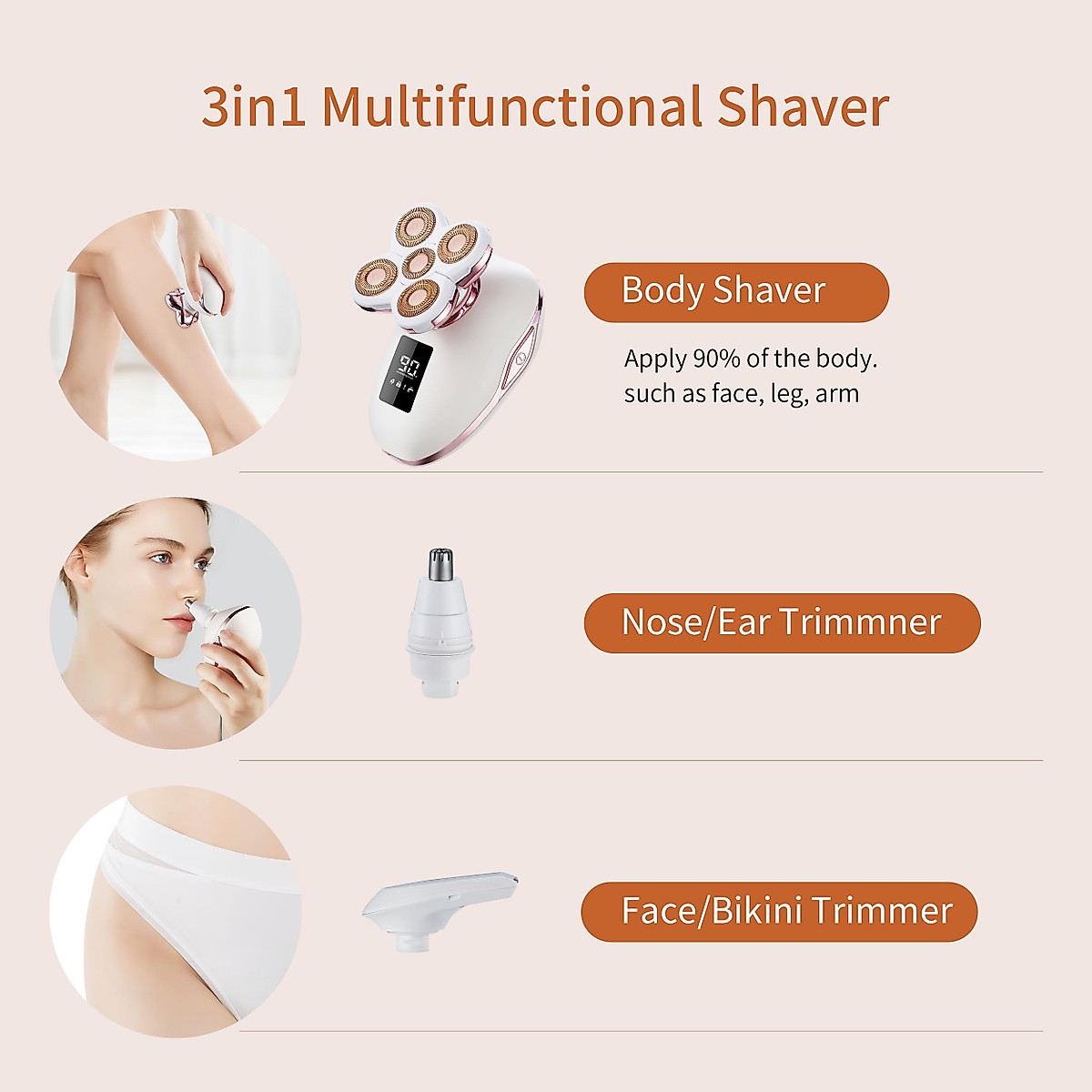 UPTARD Womens Electric Shaver,Electric Razors for Women,Womens Electric Razor for Legs,Bikini Trimmer for Women,Facial Hair Removal for Women,Shaver for Women