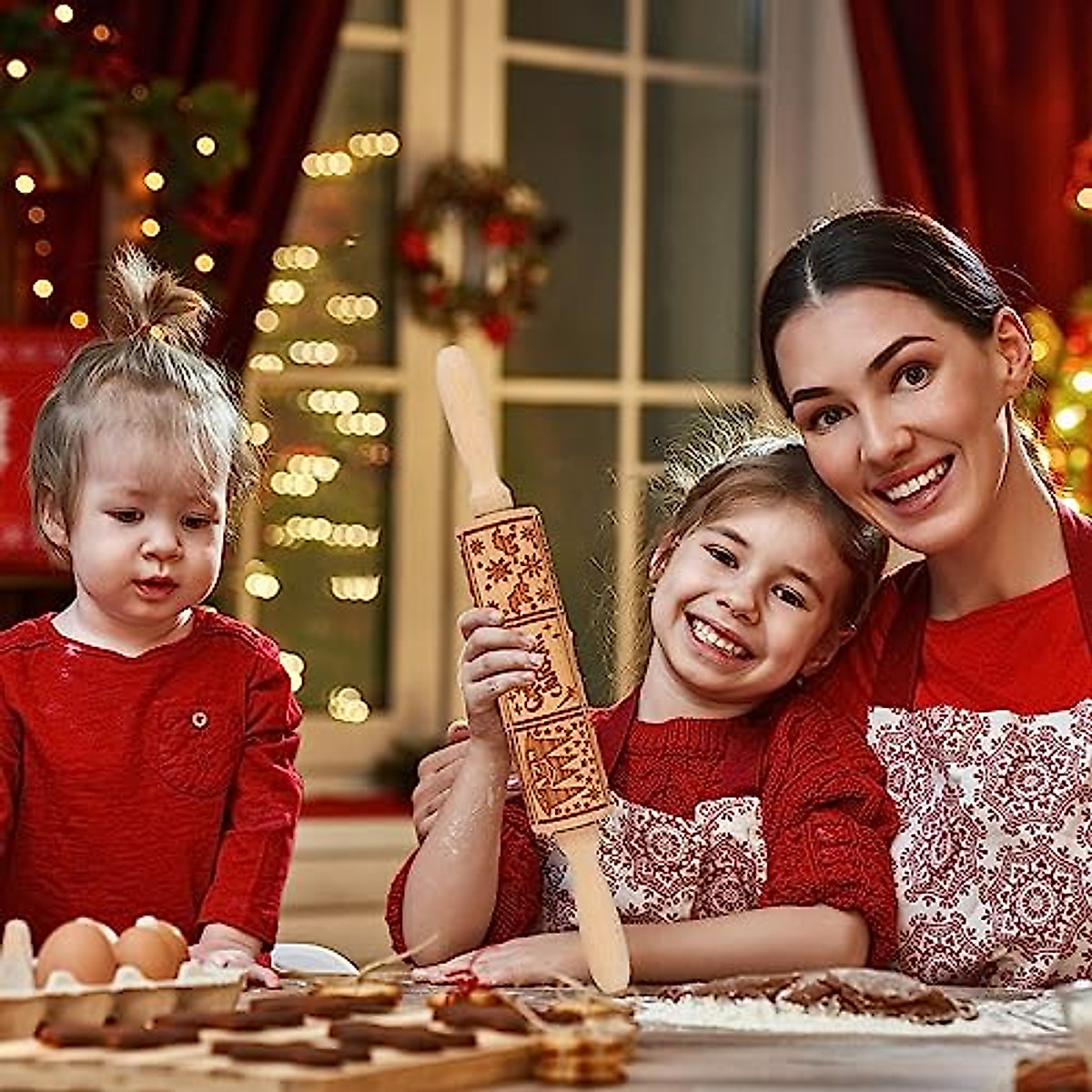 XINBADA Rolling Pins for Baking- Embossed Rolling Pin Set for Baking, Perfect Baking Tools & Cookie Molds