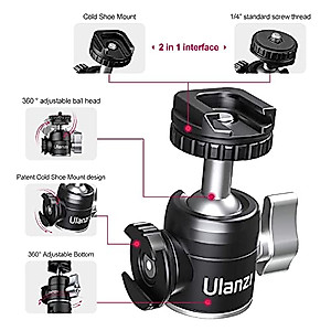 ULANZI Mini Camera Tripod with 360° Ball Head & Cold Shoe, Extendable Small Selfie Stick Tabletop Tripod Stand Handle Grip for Camera iPhone 11 Canon G7X Mark III Sony ZV-1 RX100 VII A6600 Vlogging